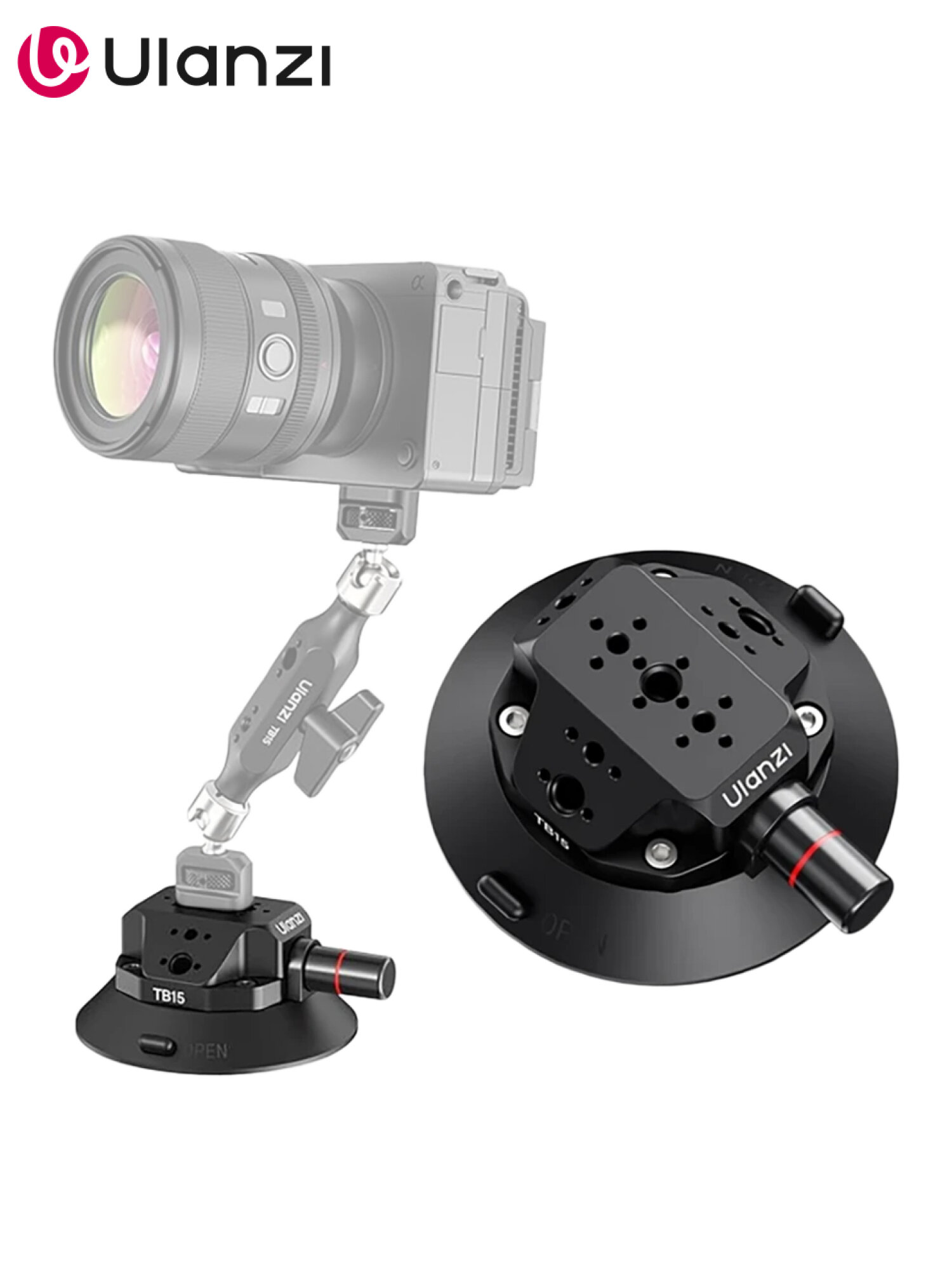 Вакуумная присоска Ulanzi TB15/Кронштейн держатель на присоске для Камеры / Телефона /