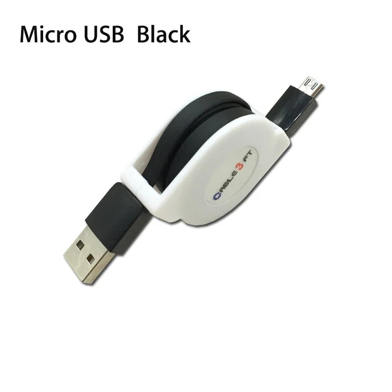 Выдвижной кабель Micro USB 2м/3м для Xiaomi Redmi Note 6/5/6A/5A/4X/3S, 300CM, Black Micro usb
