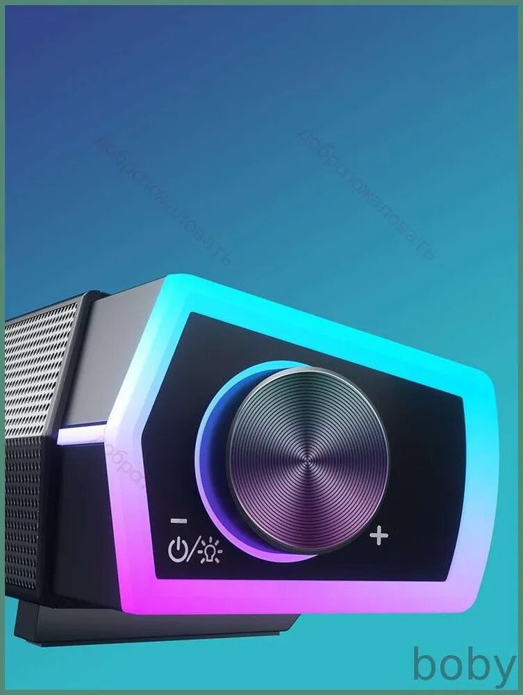 Саундбар Nje Для Компьютера с RGB подсветкой, черный корпус, встроенной звуковой картой и беспроводным подключением — фото 1