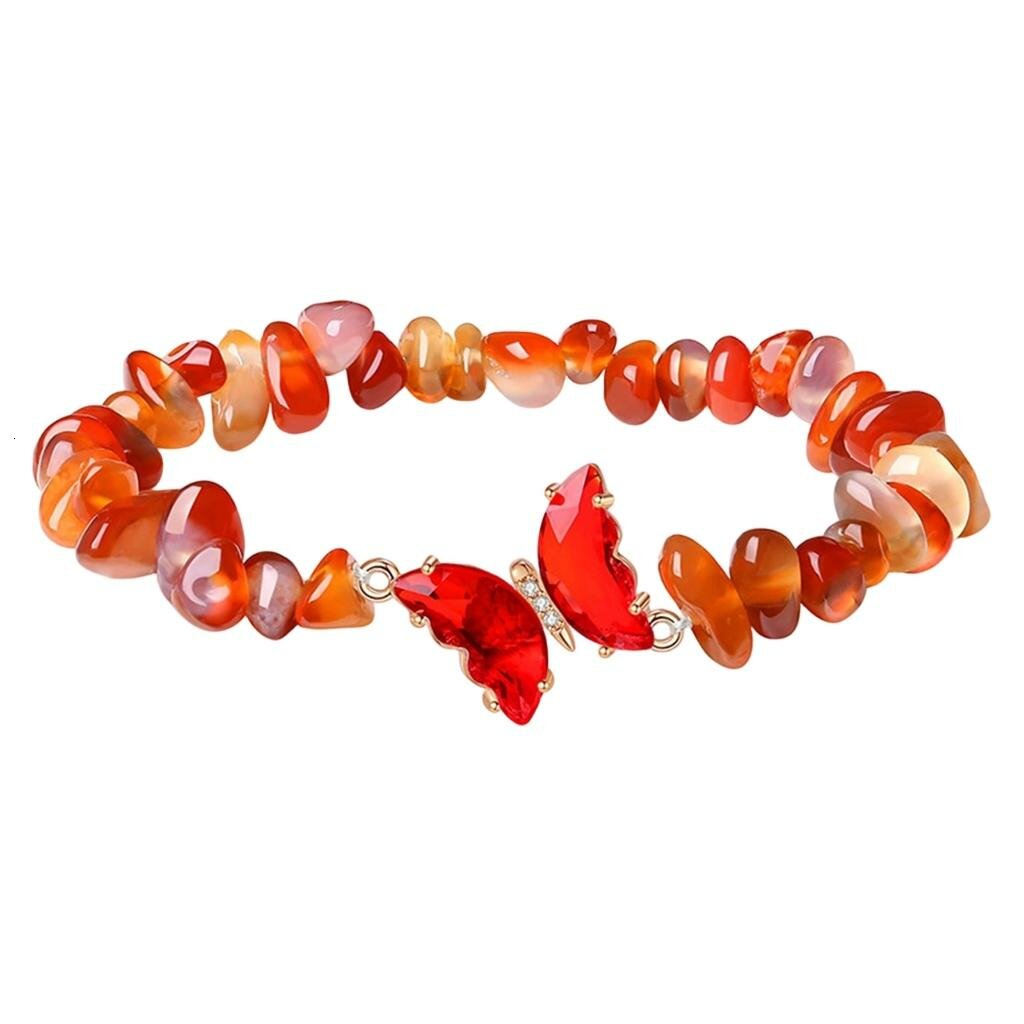 Бусы-браслет из необычных камней, красный агат