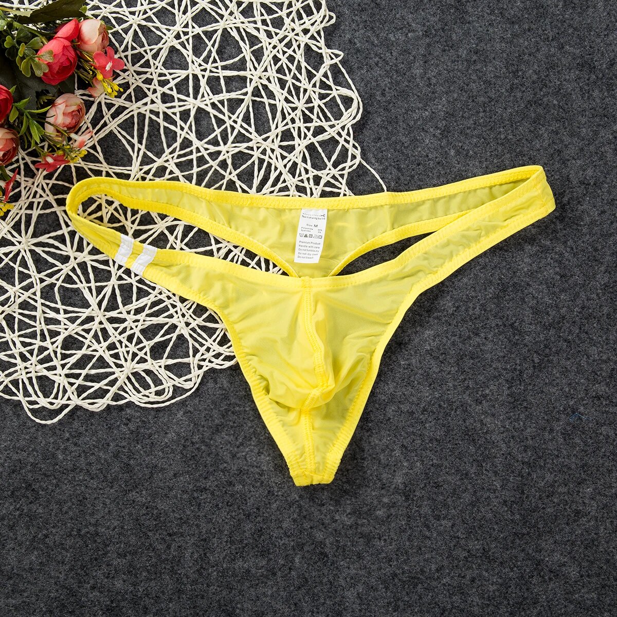 Желтые мужские стринги из нейлона и полиэстера, Yellow 8