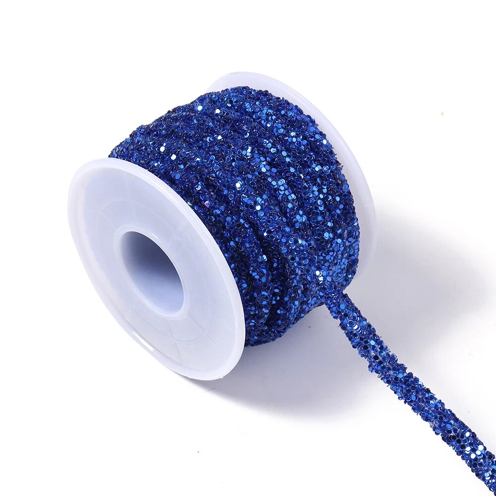Клеевая лента с пайетками Dor 6 мм Синий, Sapphire blue