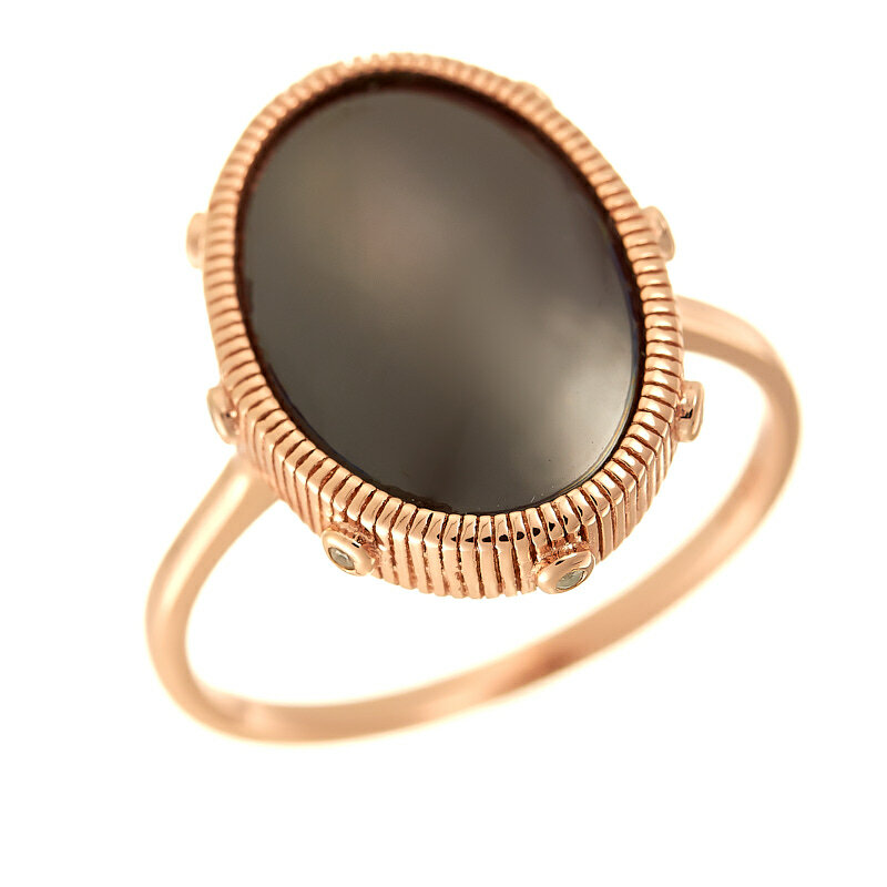 Кольцо, серебро, 925 проба, керамика, фианит