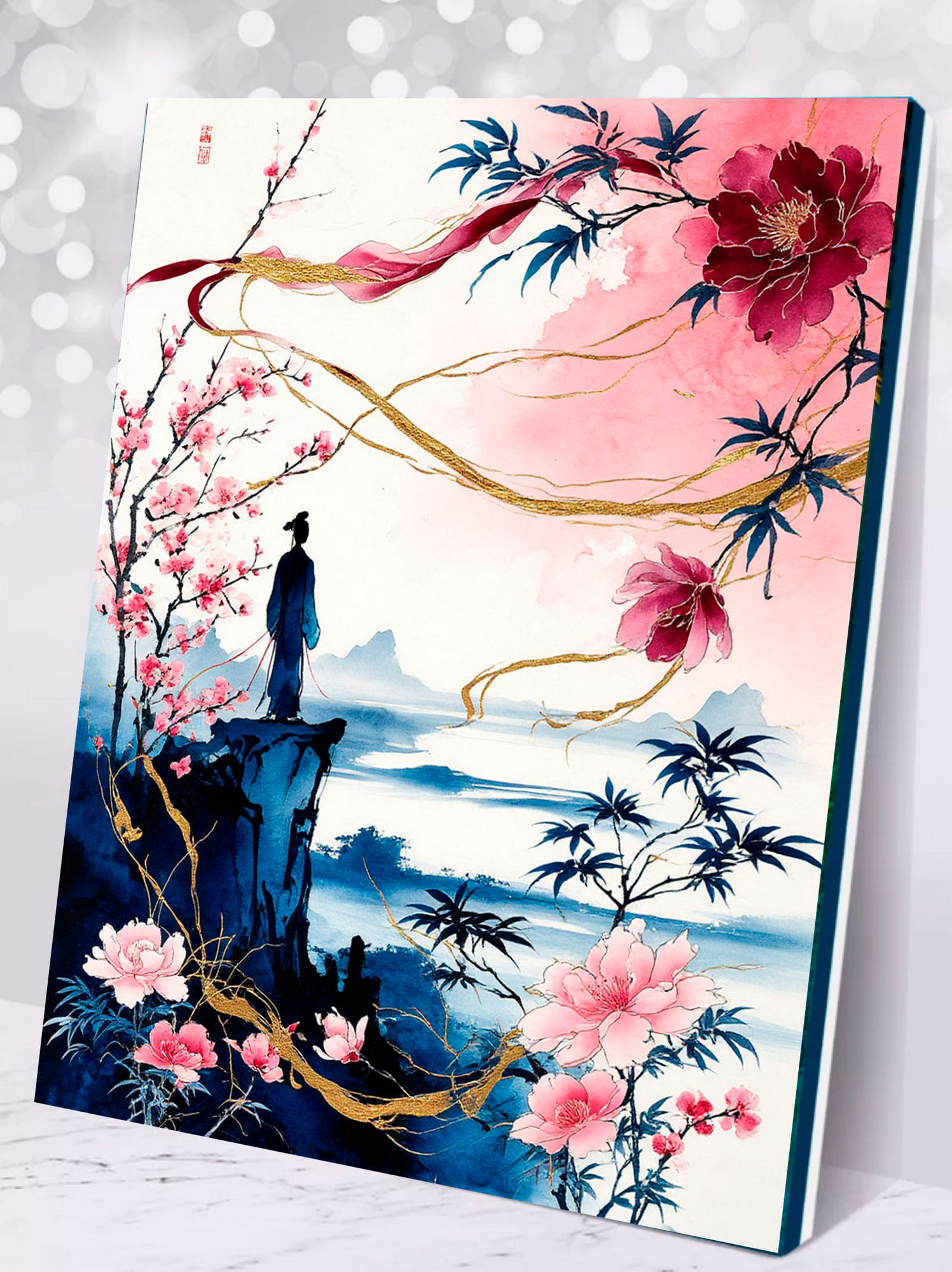 Картина на стену для интерьера Китайская живопись 40х50 см, холст на подрамнике, ArtInter