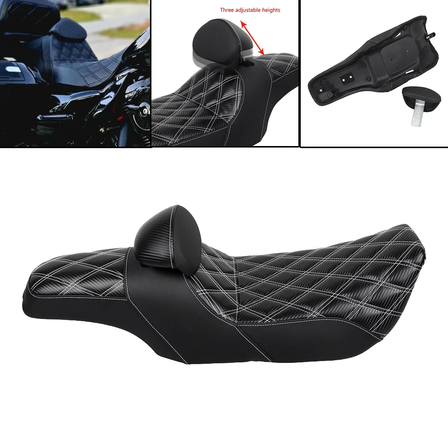 Двустороннее пассажирское сиденье для водителя мотоцикла с накладкой на спинку для Harley Road King 1997-2007 FLHR EFI FLHRI Police FLHP EFI FLHPI