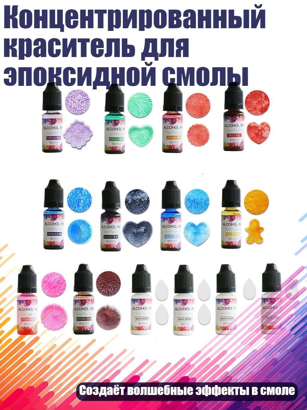 Концентрированный краситель для эпоксидной смолы, Набор А