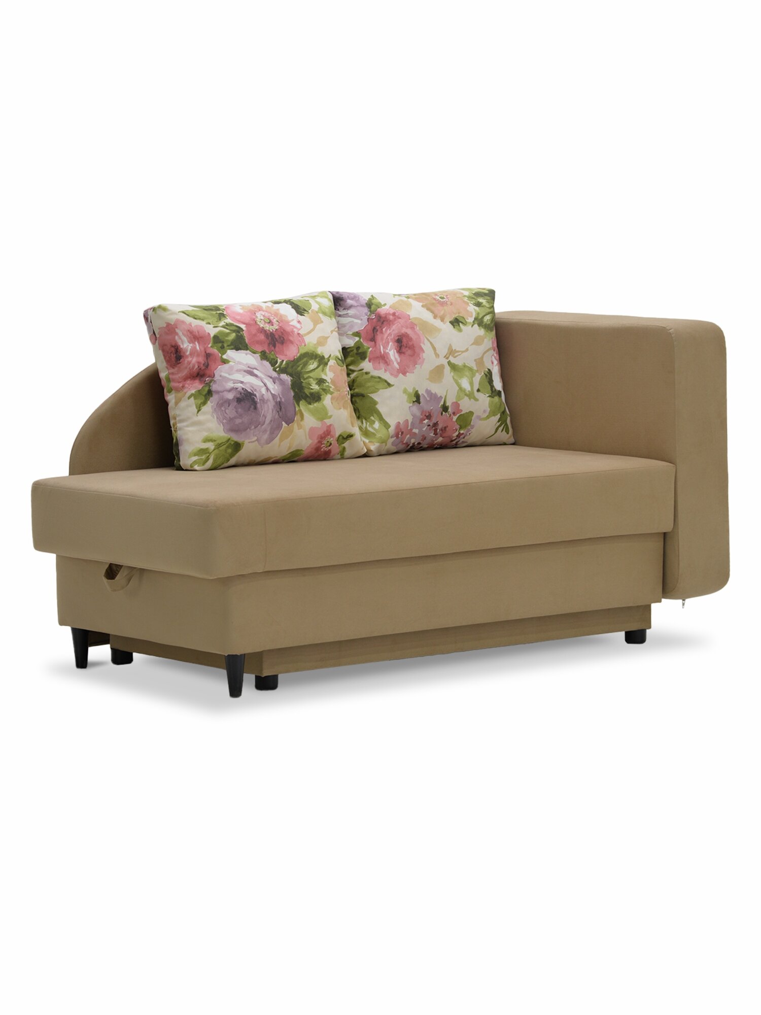 Кушетка Иби , Еврокнижка, размер 147х76х77 см, спальное место:190х72см, правый, бежевый, песочный