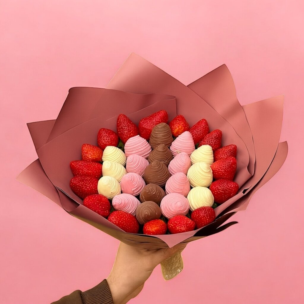 Букет из клубники в бельгийском шоколаде 36 шт в подарочной упаковке