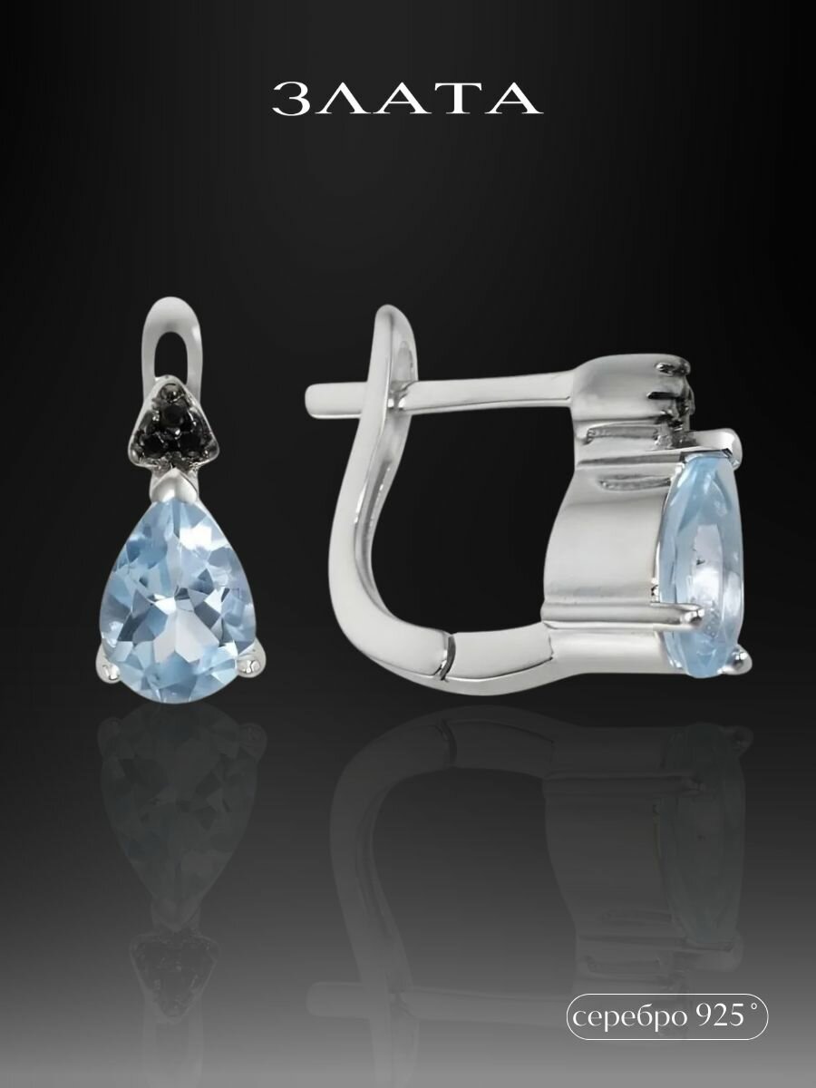 Серьги, серебро, 925 проба, топаз, шпинель