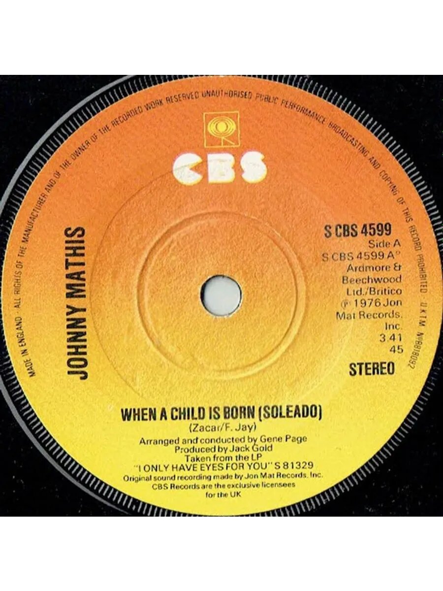 Johnny Mathis - When A Child Is Born (Soleado) (нет обложки