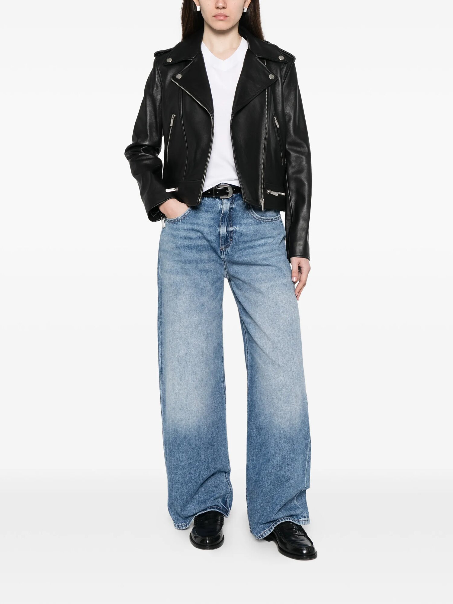 Куртка Twinset Milano Zip-up leather jacket, размер 42 — фото 1