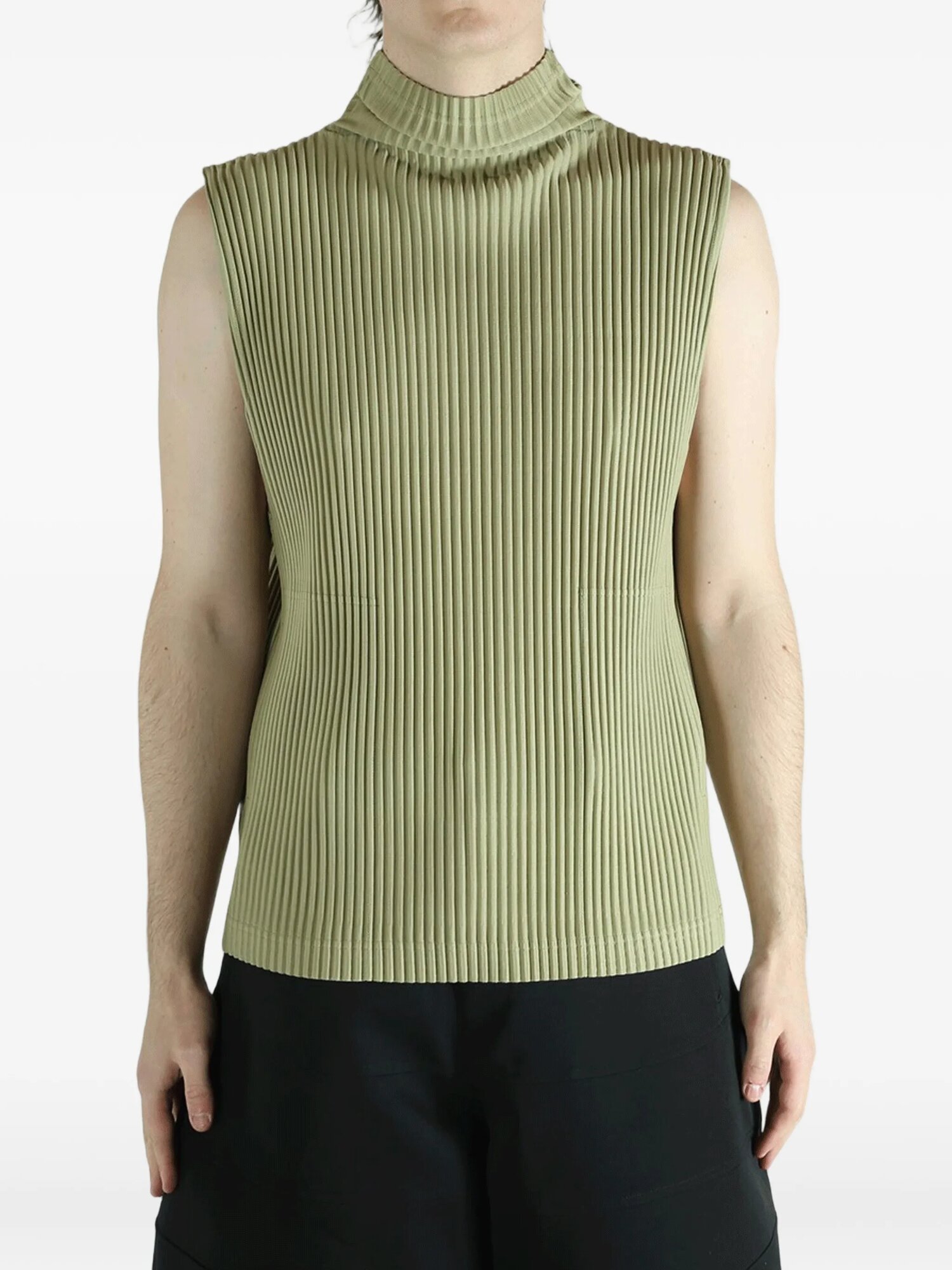 Жилет HOMME PLISSE ISSEY MIYAKE Pleated roll-neck vest, размер 48, green — фото 1