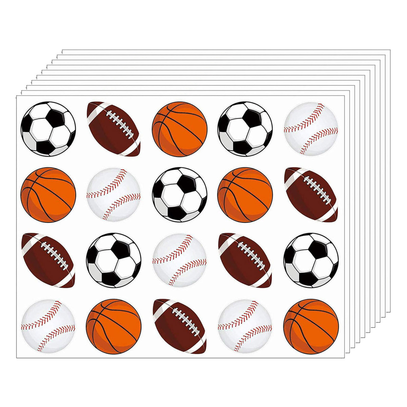 Набор из 10 бумажных стикеров с узорами мячей для декора