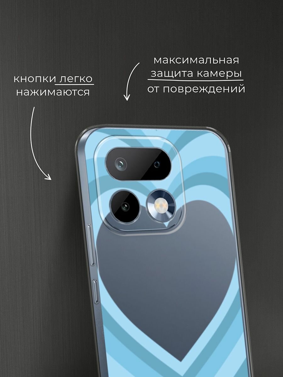 Чехол на Realme 16 Pro / Реалме 16 Про с принтом Blue heart, прозрачный — фото 1