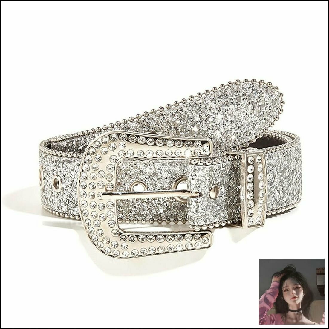 Пояс  для женщин, размер S, серебро — фото 1