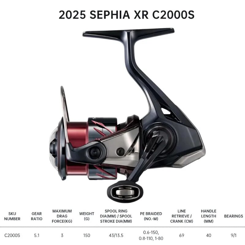 Катушка Shimano Sephia XR C2000S C3000S для морской рыбалки C2000S