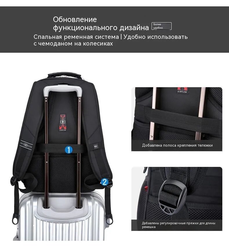 Рюкзак Swissgear для ноутбука 15.6 дюймов, черный, туристический, школьный, мужской — фото 1