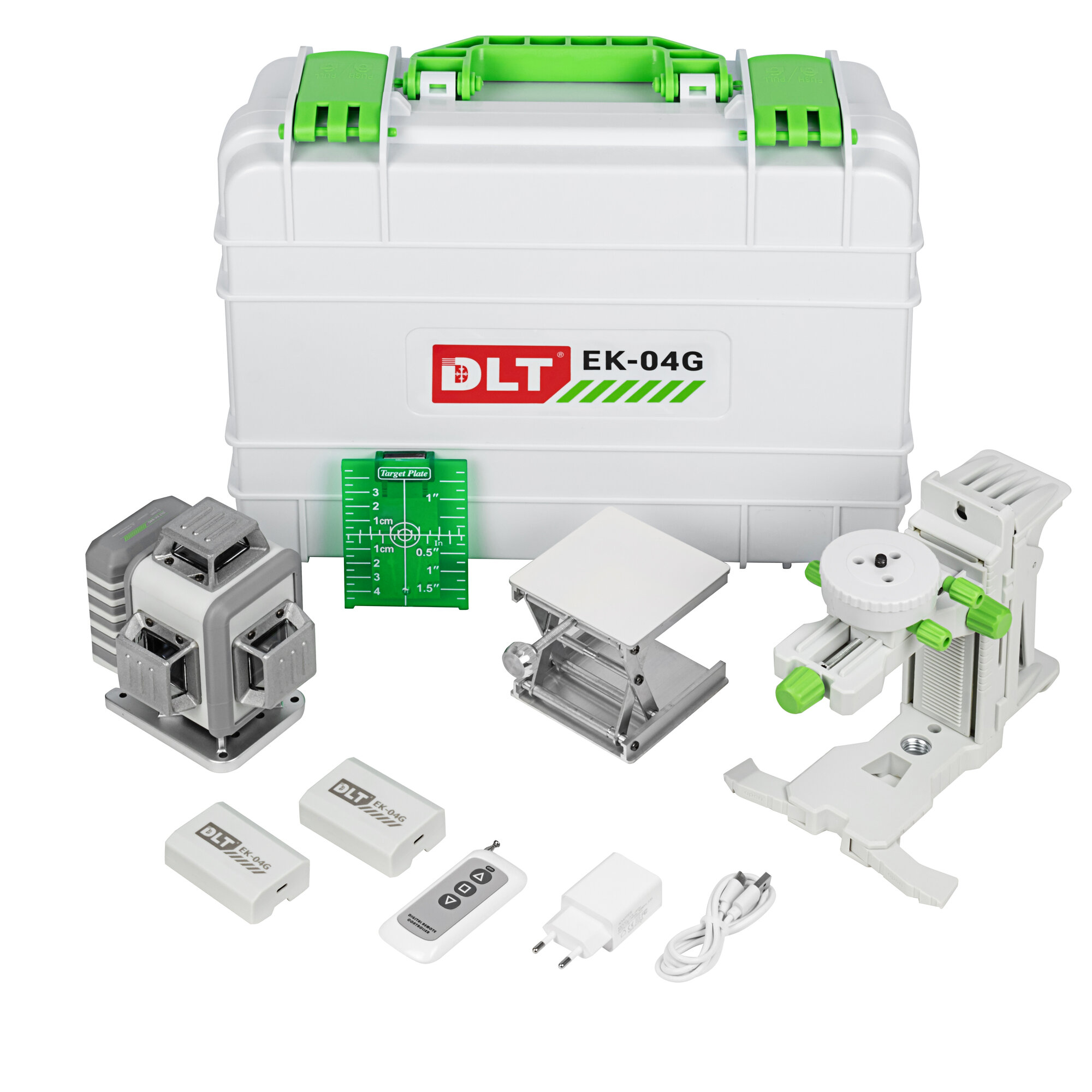 Нивелир лазерный 4D DLT EK-04G, 4 замк. плоск. (16 линий), дальность 40м, арт.4502