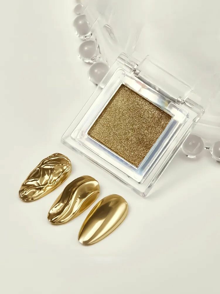 Втирка для ногтей золотая зрекальная металлик