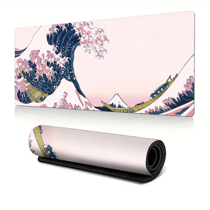 Коврик для стола и клавиатуры игрового типа с аниме тематикой анти скользящий увеличенный размер на основе резины