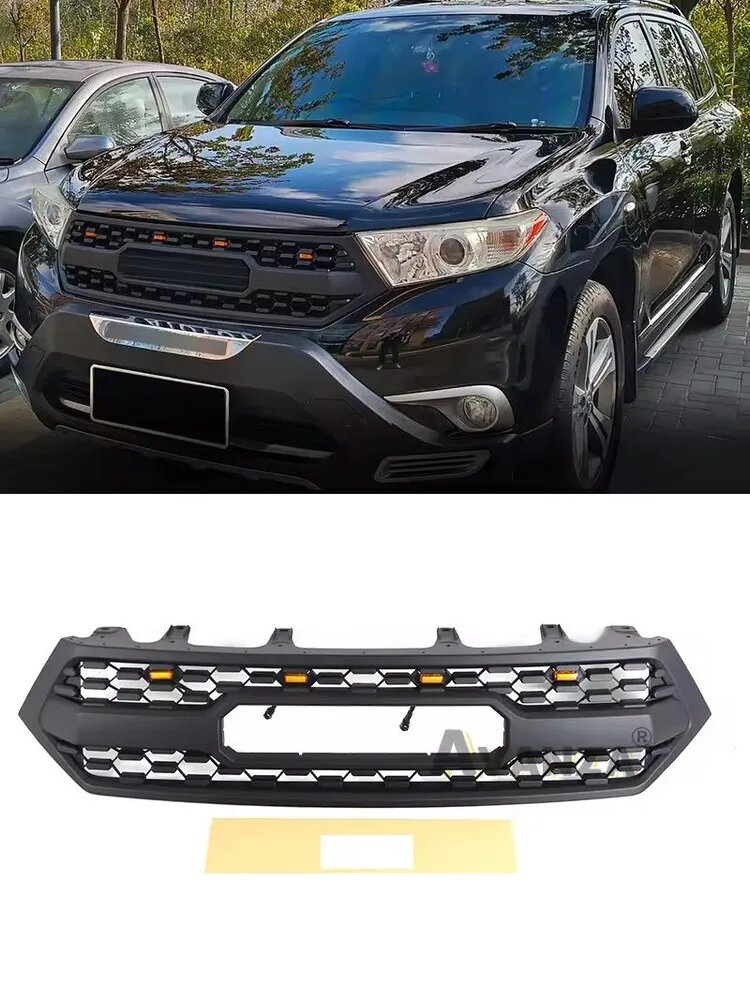 Передняя бамперная решетка для Toyota Highlander 2012 2014, ABS, полностью черная