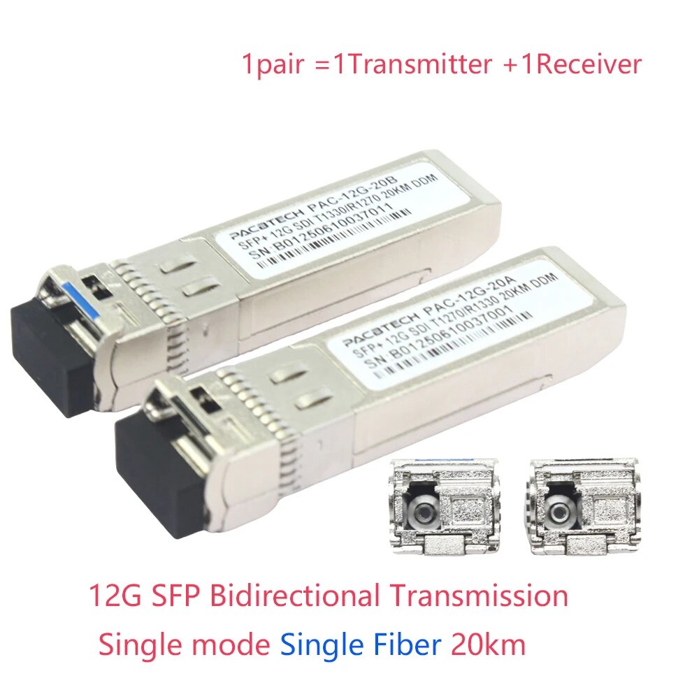PACBTECH 12G SFP, Single Fiber 20km -1pair