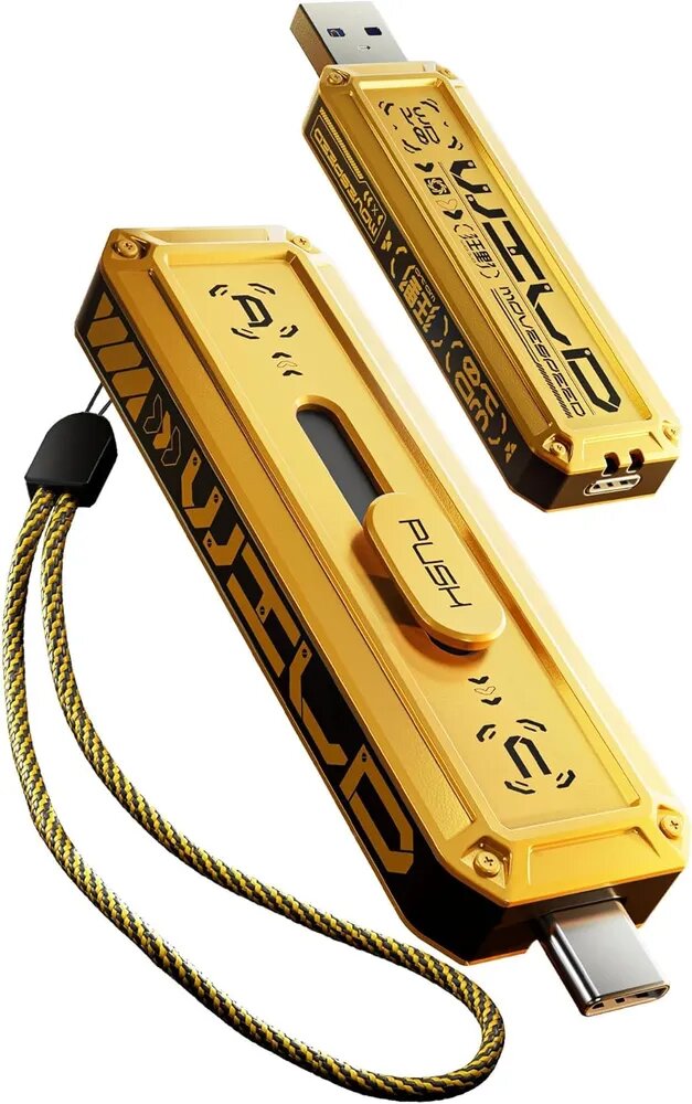 Портативный SSD 128 ГБ , USB 3.2 Gen2/USB-C , 1000 МБ/с , Два порта , 3-ступенчатая защелка , Для iPhone 15/16, Mac, Android