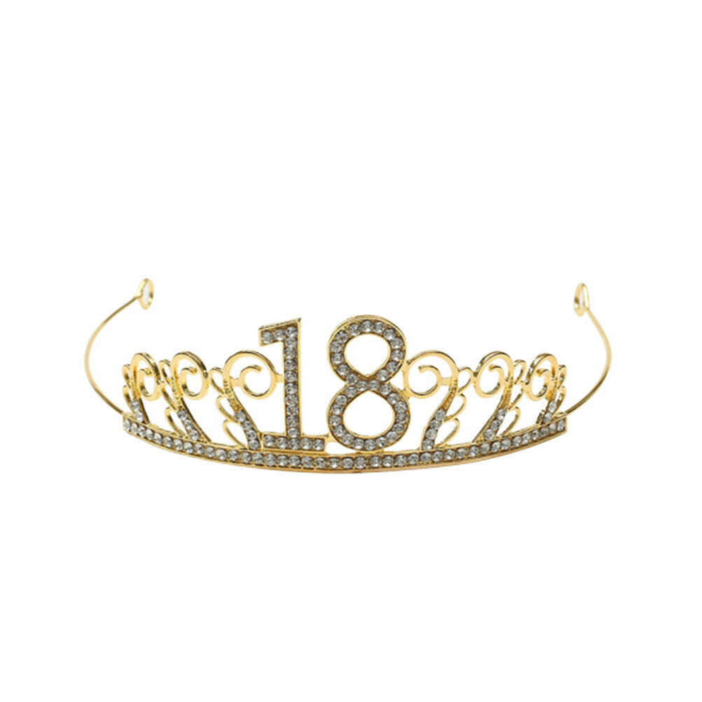 Украшение для торта, цифра 18, корона, украшение для торта в виде короны, золотой головной убор, аксессуар для волос (золотая цифра 18).