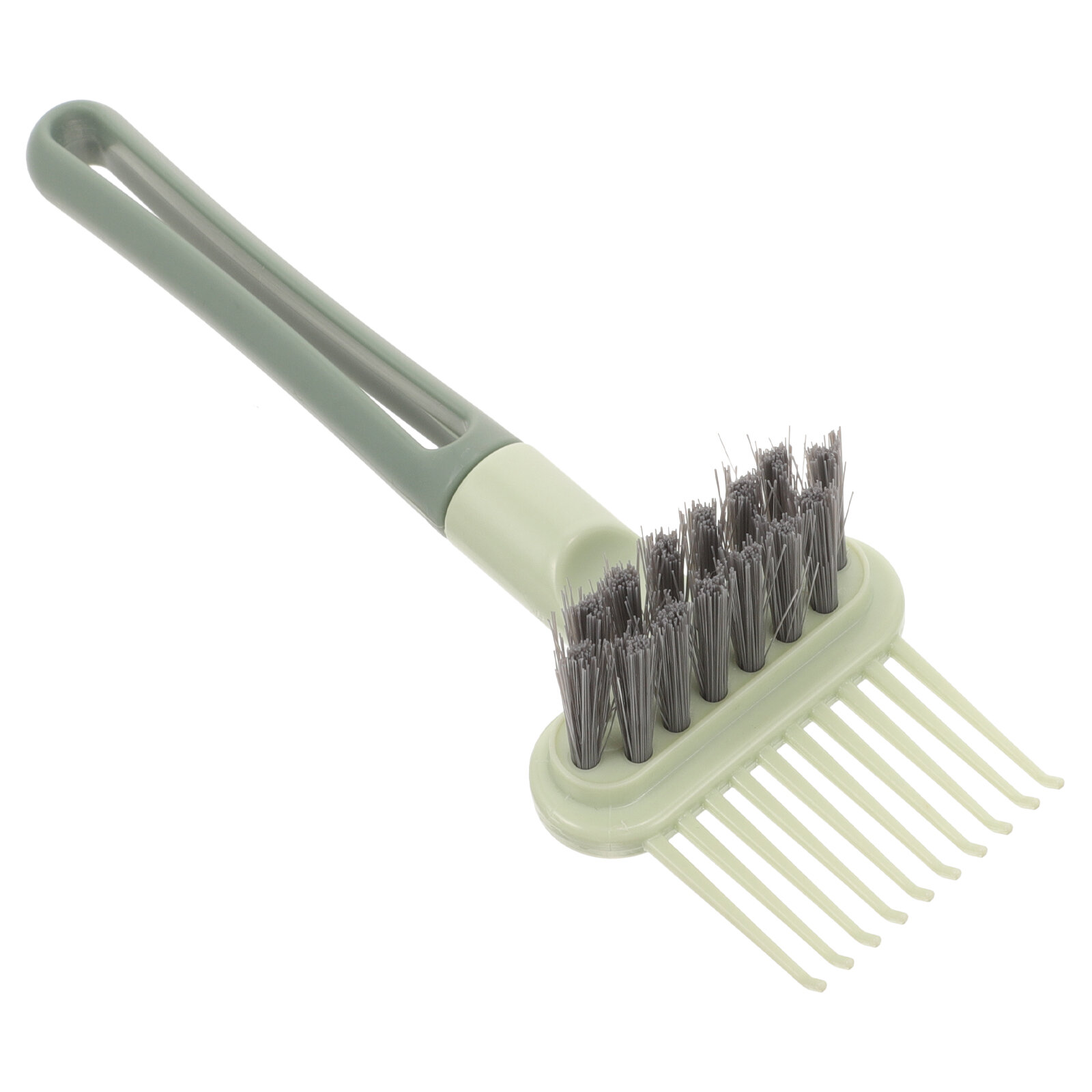 Эта щетка для чистки волос — незаменимый аксессуар для ухода за расческами, включая расчески для завивки, подушечки для расчесывания, деревянные расчески и щетки для чистки волос с воздушными подушечками (зеленого цвета).