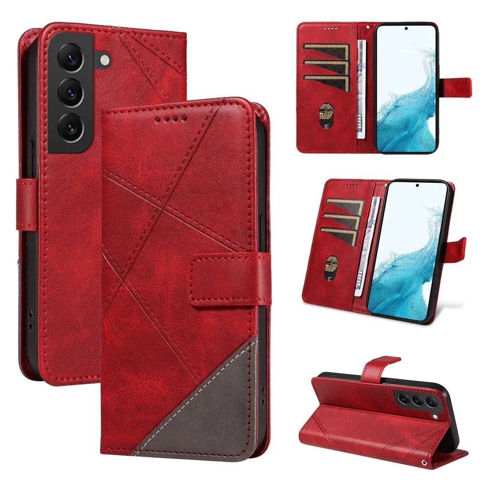YIKATU Чехол книжка для Samsung Galaxy S22 Plus / S22+ (Самсунг s22 plus, Самсунг галакси с 22 плюс, с22+) кожаный черный с магнитной застежкой, flip чехол с функцией подставки, С вытяжным шнуром