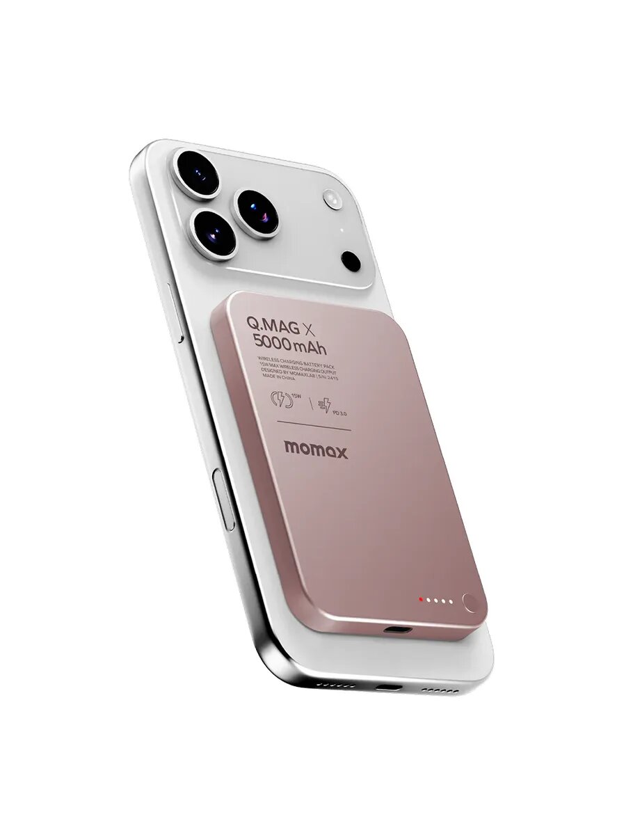 Повербанк Momax "Q.MAG X", беспроводная зарядка, алюминиевый, 5000mAh