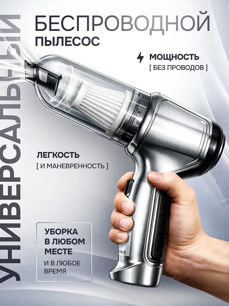 Пылесос для автомобиля SUITU ST-6645Pro мощный, беспроводной, с насадками