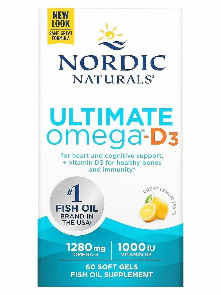 Ultimate Omega-D3, витамин D3 со вкусом лимона, 60 капсул, Nordic Naturals