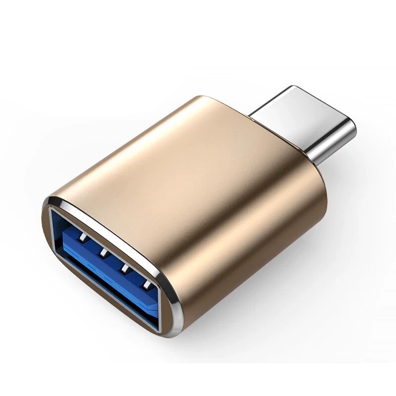 Золотой Type-C OTG-адаптер для смартфонов к USB-накопителям, мышам и клавиатурам