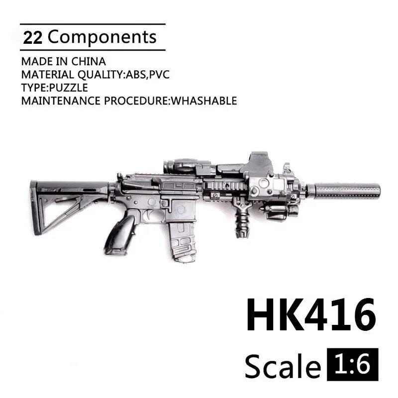 1/6 4D модель пистолета HK416 автоматическая винтовка черная пластиковая сборка солдат реквизит для 12 "фигурка игрушки