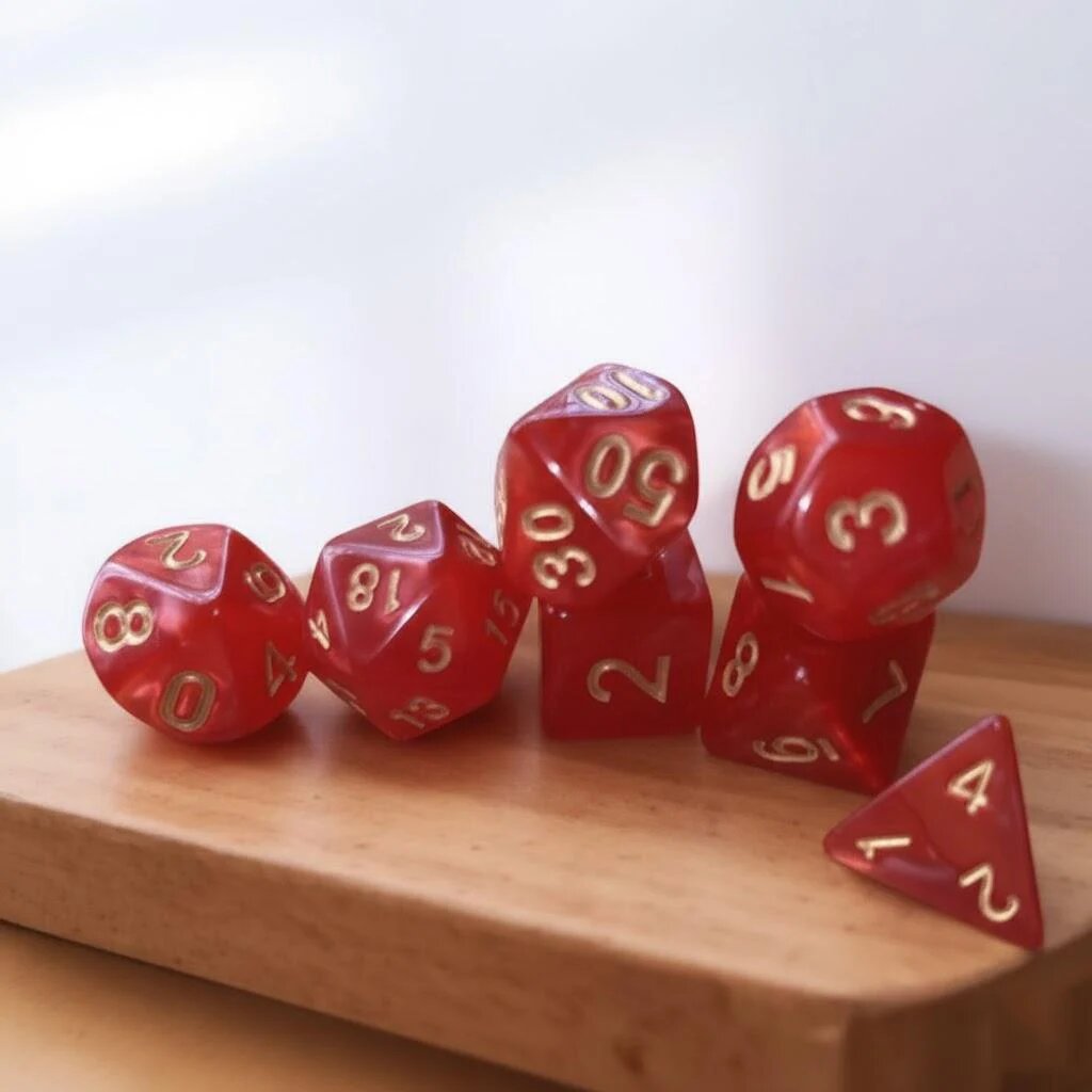 Набор кубиков для D&D, 7 шт, красный