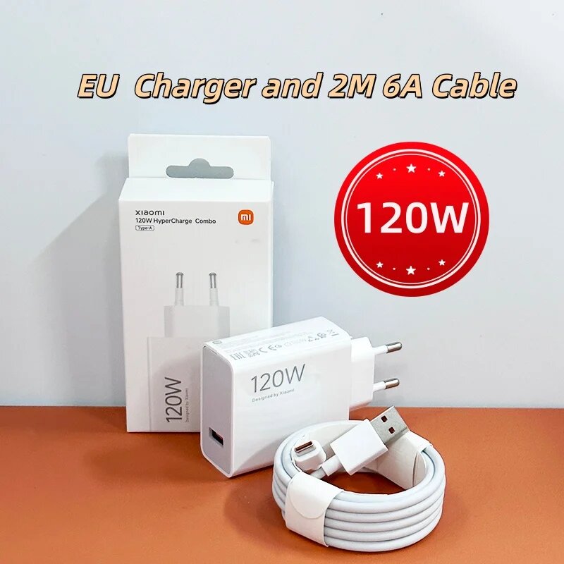 Оригинальное зарядное устройство Xiaomi 120W 100W для быстрой зарядки Оранжевый, EU with 2M Cable