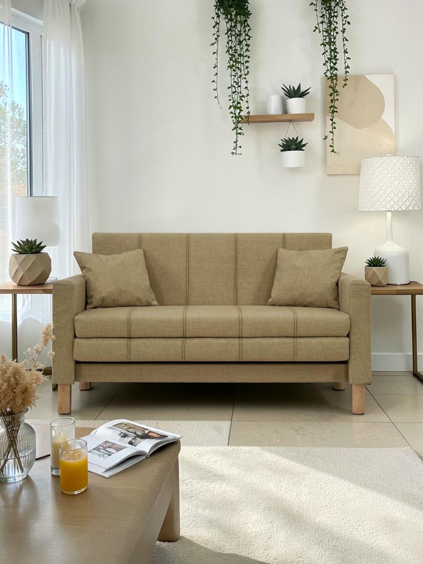Диван Уют Лайт Strong 01 NOW 116x76x81 см, бежевый Рогожка, выкатной Фиеста