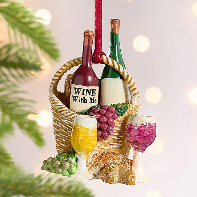 Елочная игрушка Винная Корзинка - Wine with Me 8 см, подвеска, Kurts Adler (Куртс Адлер), E0557-2