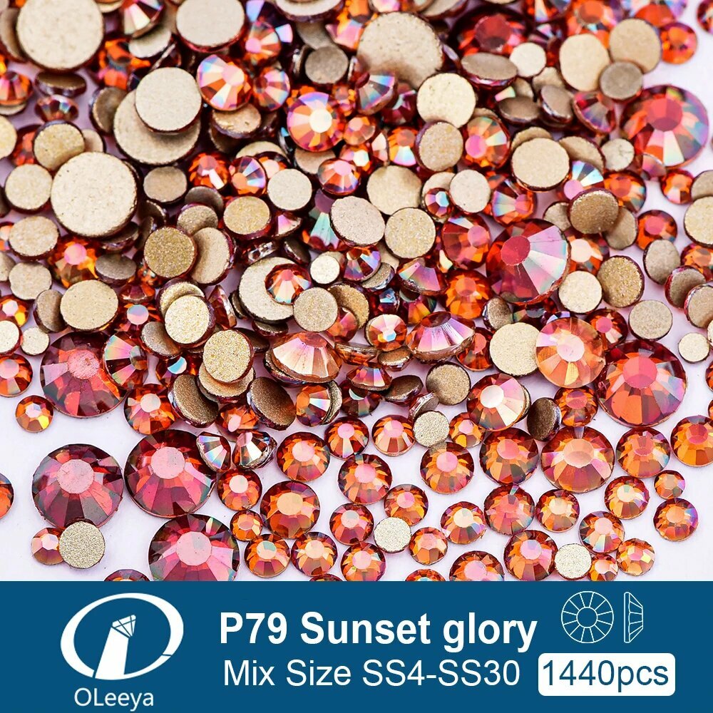 Стразы Oleeya Sunset glory, SS4-SS30, 1440шт