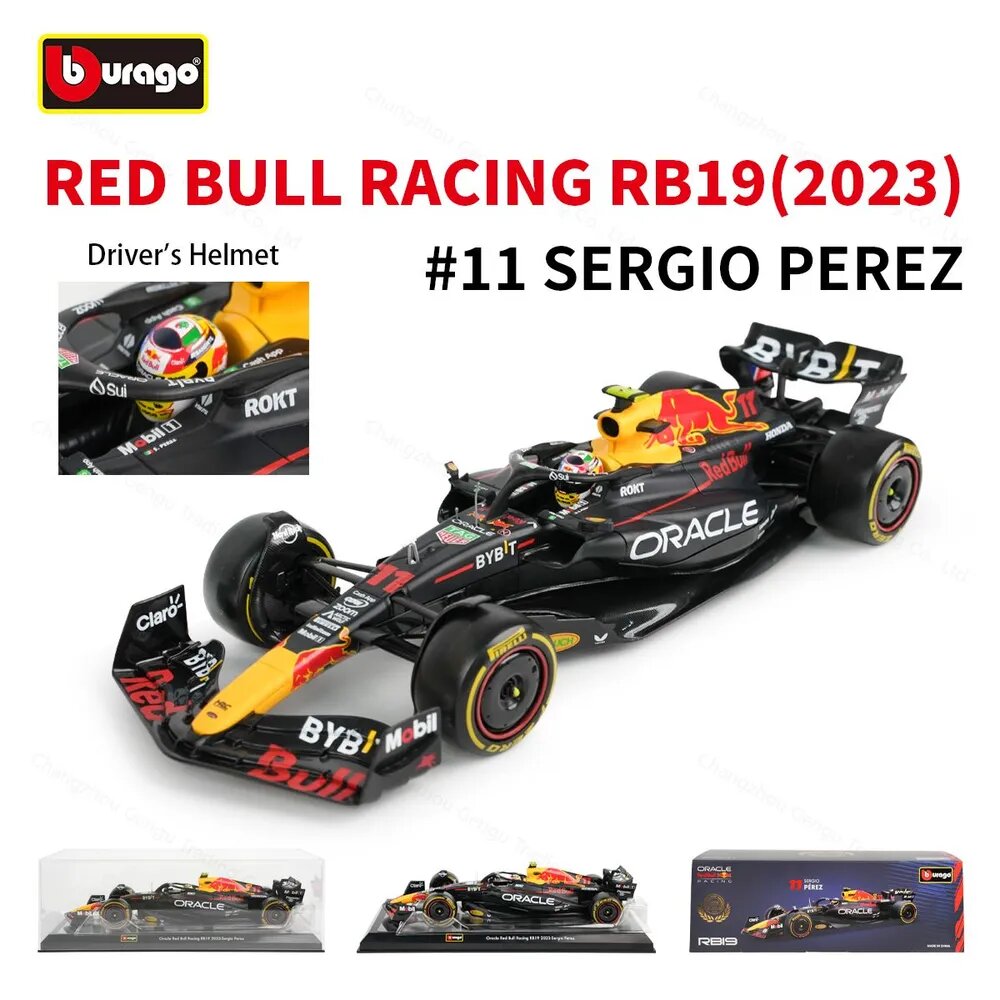 Bburago 1:24 2023 Red Bull RB19 Формульный болид Формулы-1, Литые под давлением автомобили, коллекционная модель гоночных игрушек