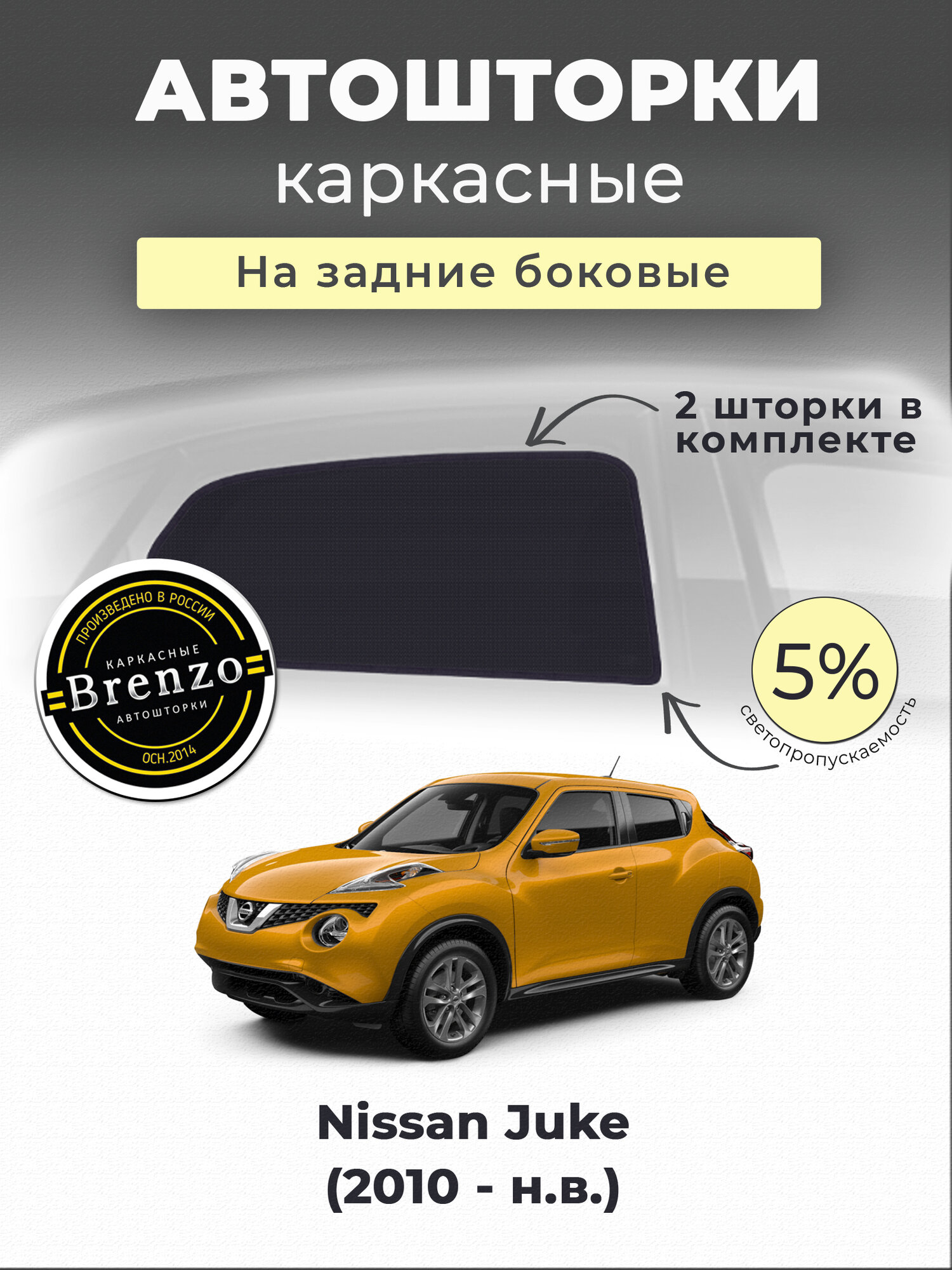 Каркасные шторки Nissan Juke Кроссовер 5дв. (2010 - по н. в.) YF15 на задние двери 5%, сетки от солнца в машину