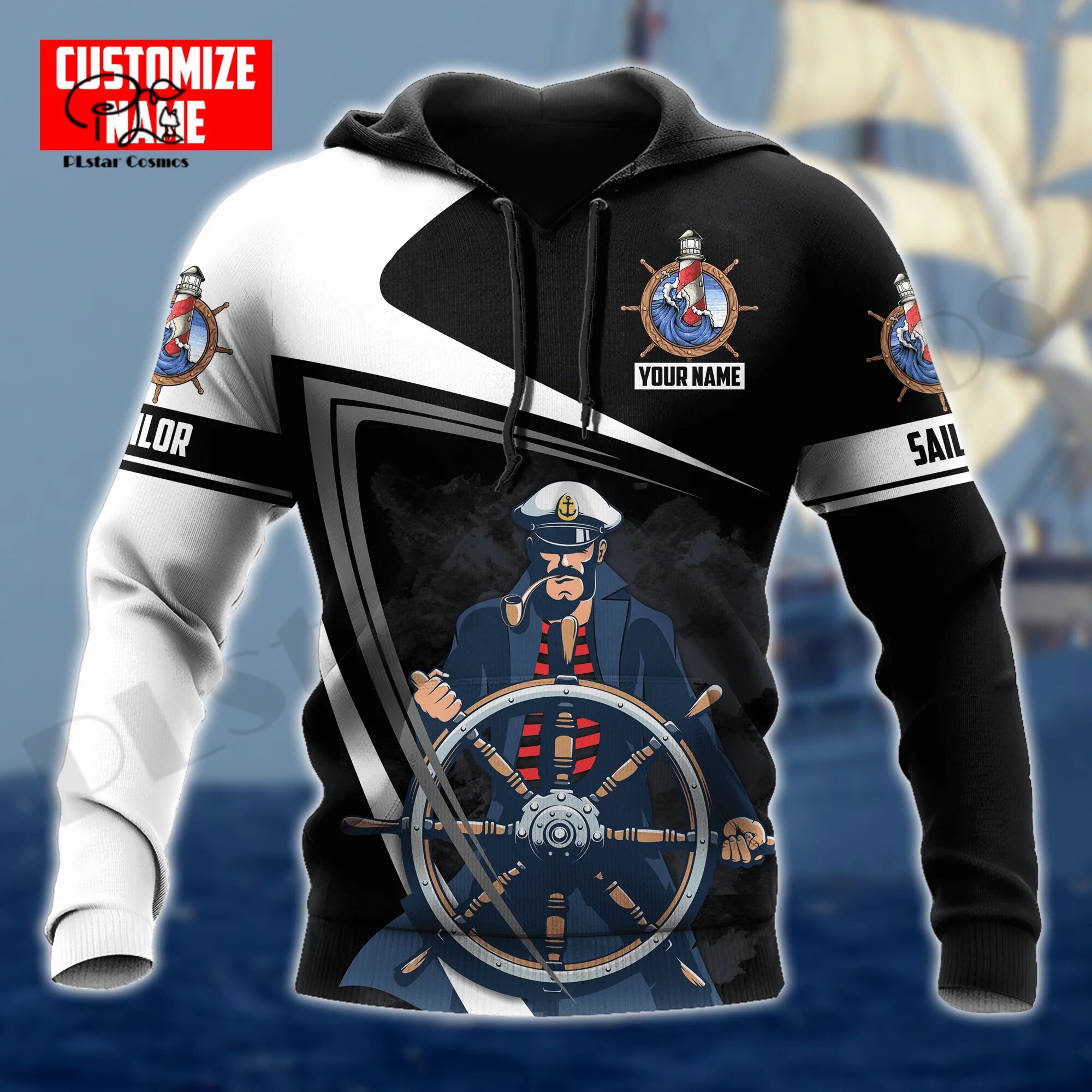 Толстовка мужская "Капитан" 3D принт, XL, Hoodies