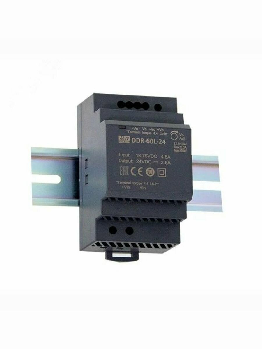 DDR-60G-24 MEAN WELL, Блок питания на DIN-рейку, DC/DC 60 Вт 24 В