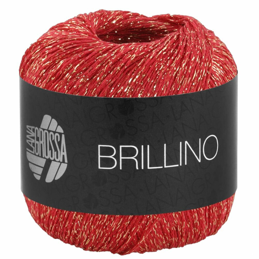Пряжа для вязания Lana Grossa Brillino (40 Tomatenrot/Gold) 2 мотка по 25 г/200 м