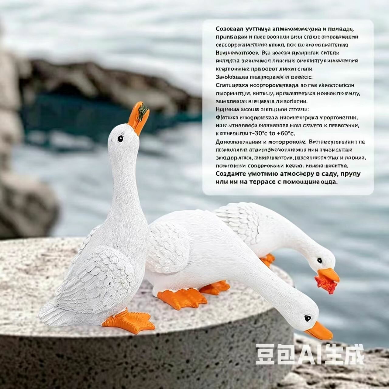 Украшение с имитацией животных в саду, белая утка, набор из трех частей (водонепроницаемый)