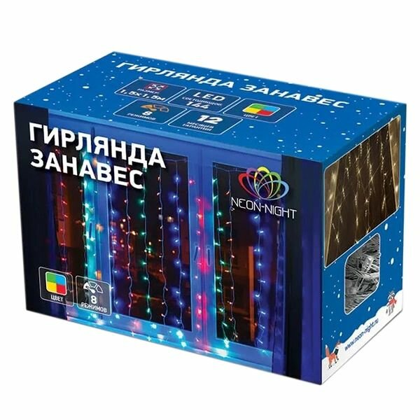 Гирлянда светодиодная NEON-NIGHT Светодиодный Дождь 1,5х1,5м, цветная (235-039)
