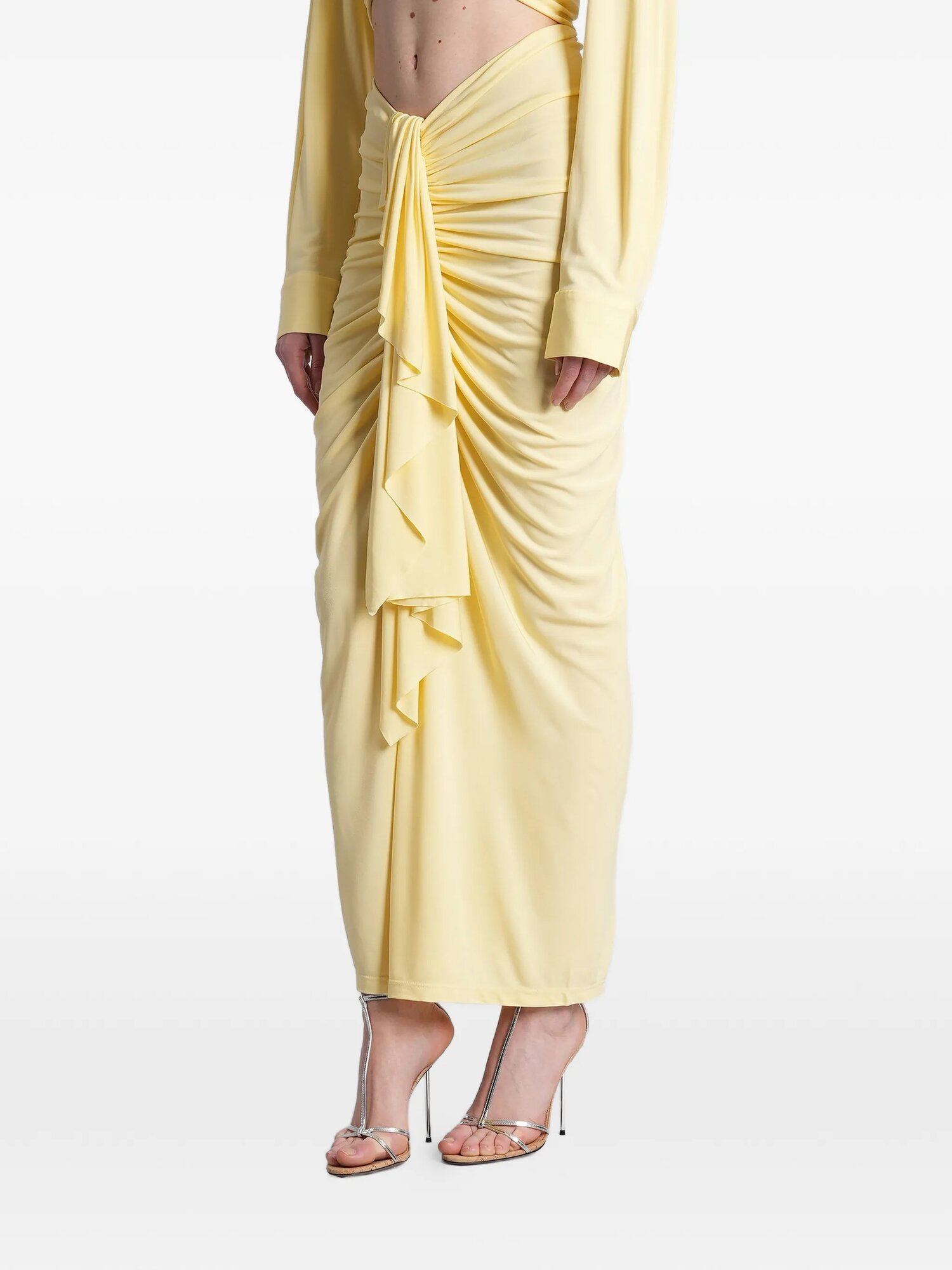 Юбка Christopher Esber Ruffled-detailing maxi skirt, размер 8, желтый — фото 1