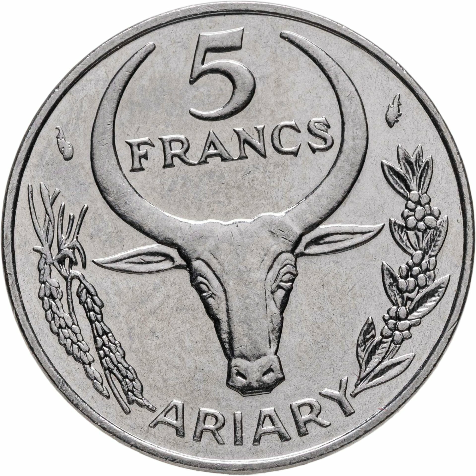 Мадагаскар 5 франков francs 1983, Сталь, в сохранности AU-UNC