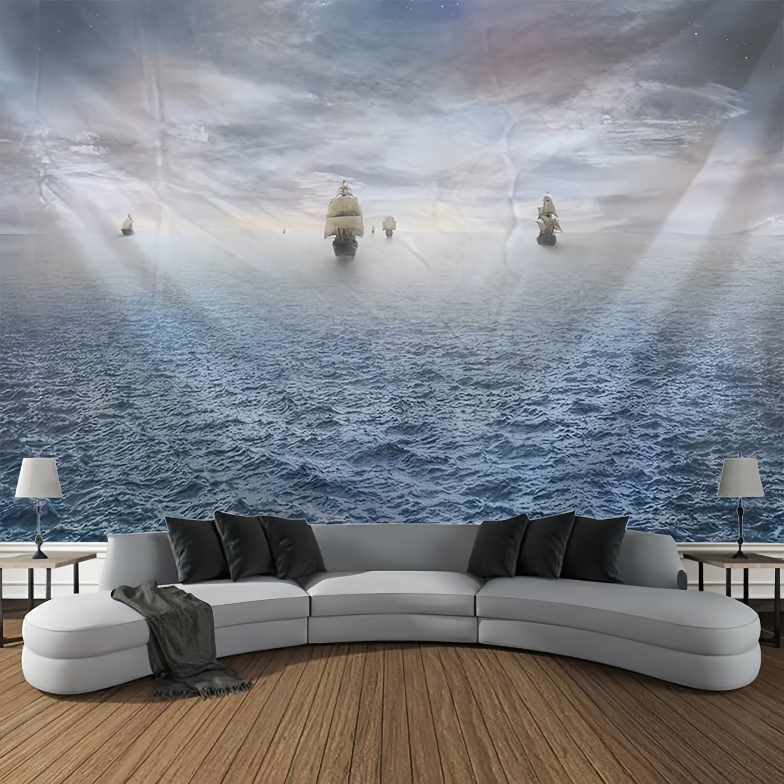 Психоделический гобелен "Пиратский корабль" 300x200cm, Желтый